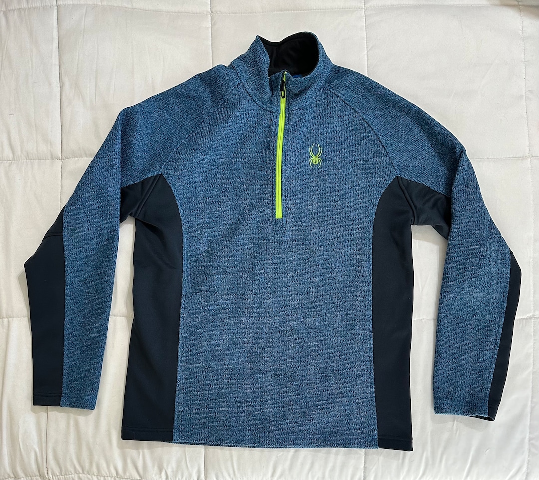 SPYDER Men's Outbound 1/4 Zip Mid Weight Core Sweater - Blue & Black ...