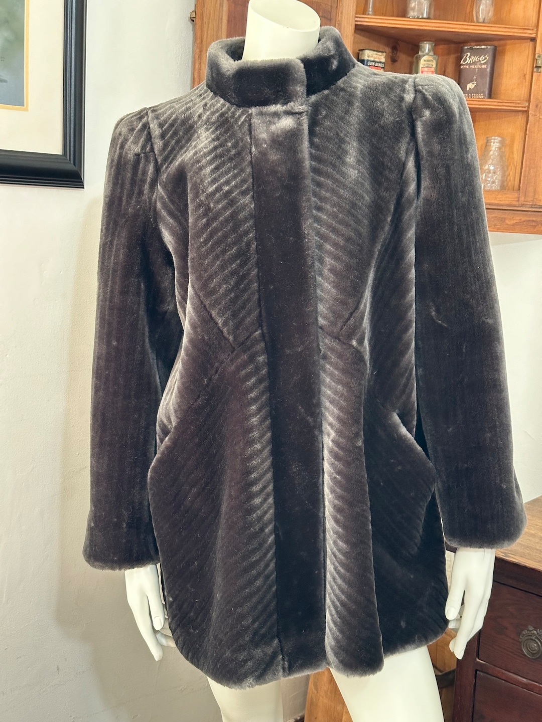 Intrigue Luxury by Glenoit Black Vintage Faux Mink Coat Women's 14 ...