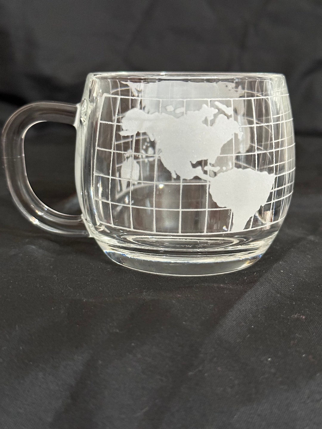 Nestle 1970s World Map Globe Etched Glass 8oz Mug - Set of 4 - Etsy