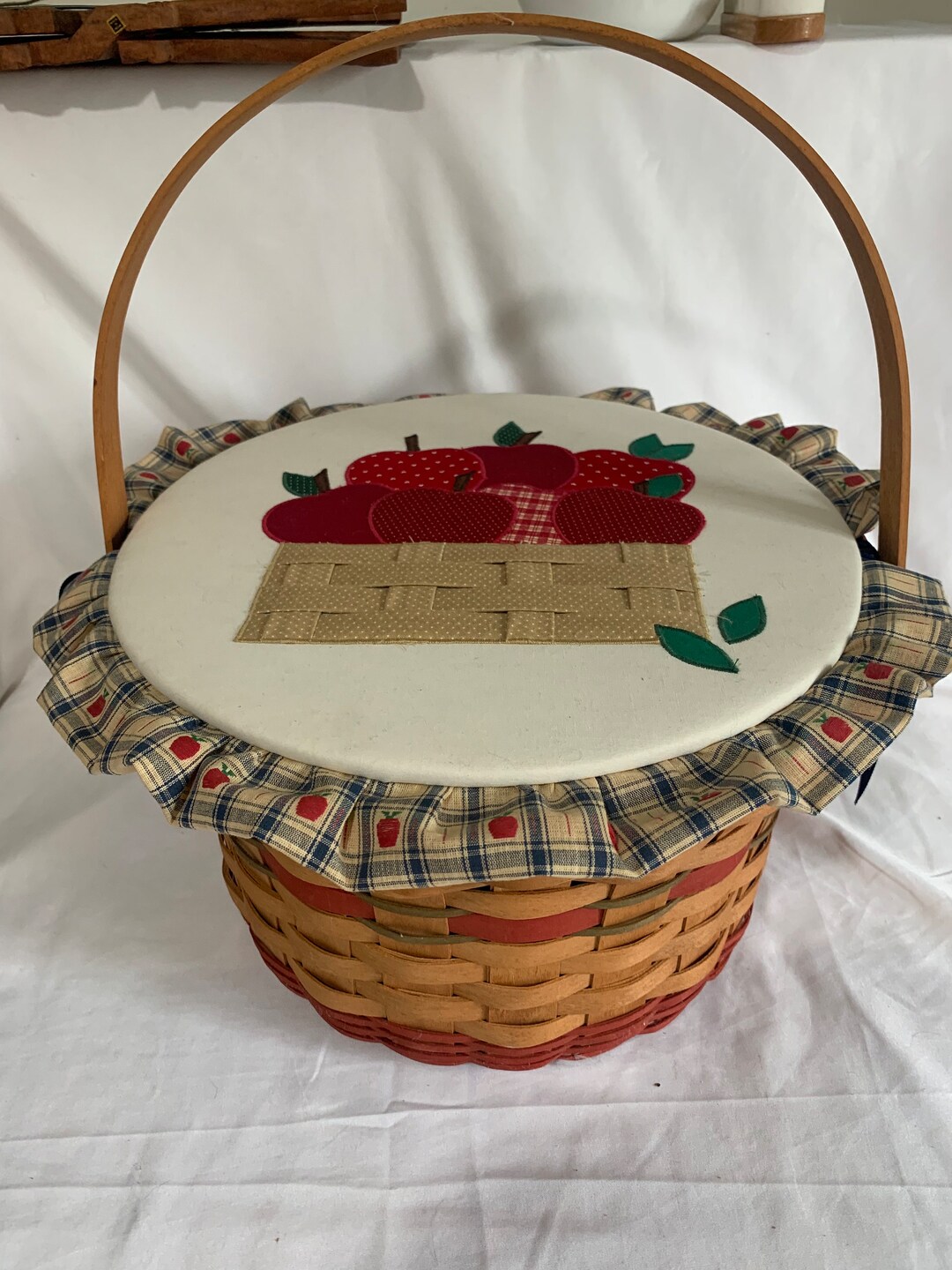 Longaberger Large Round Apple Basket With Handle and Lid - 1989 - Etsy