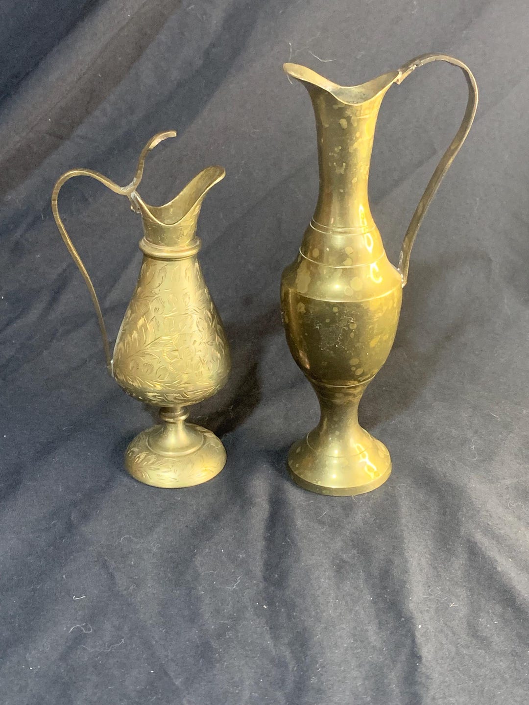 Set of Two Vintage Miniature Solid Brass Pitcher/vases. - Etsy