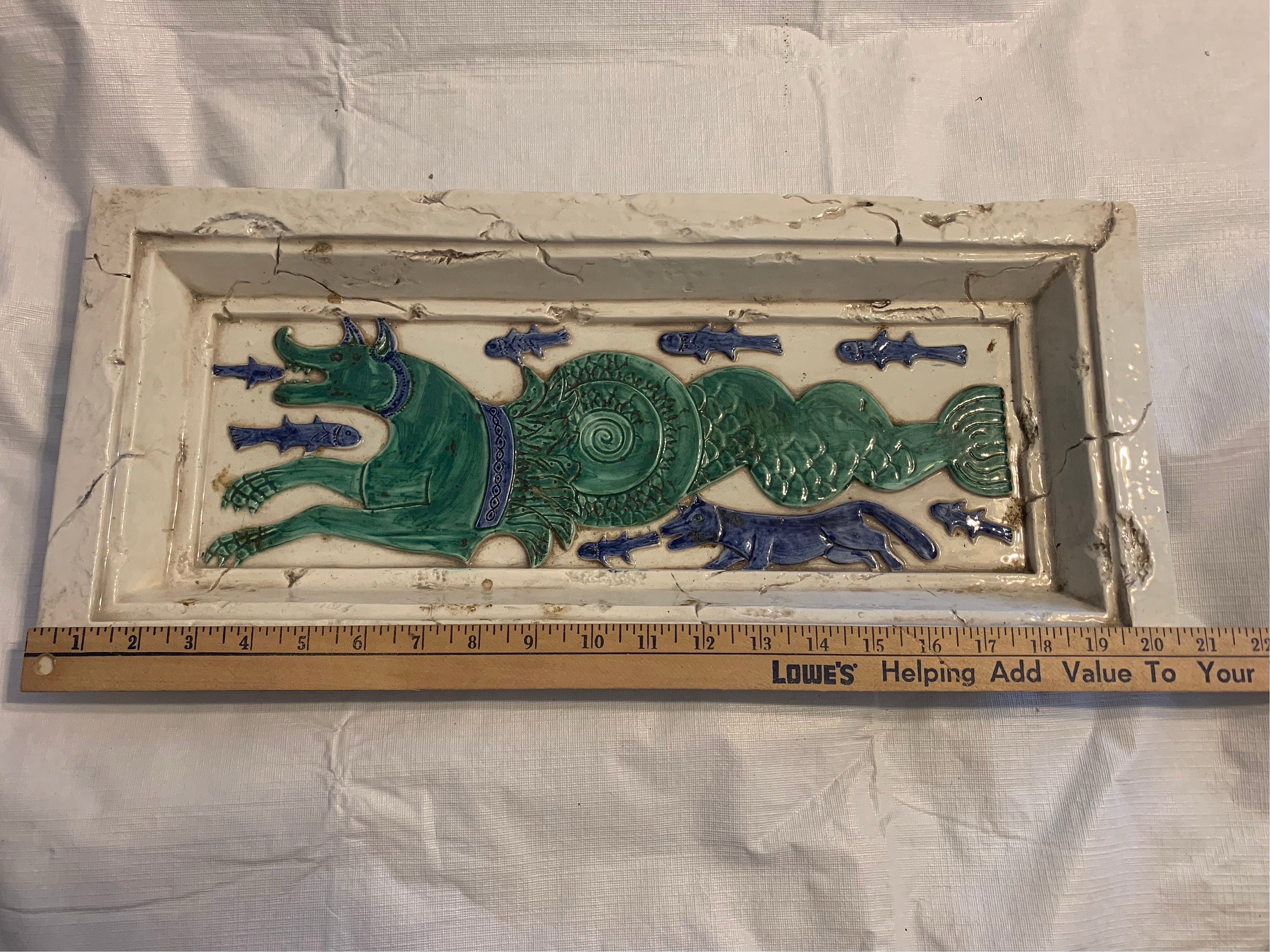 Vintage Ceramic Hand Painted Dragon Decorative Tray. Made in Italy 1994 ...