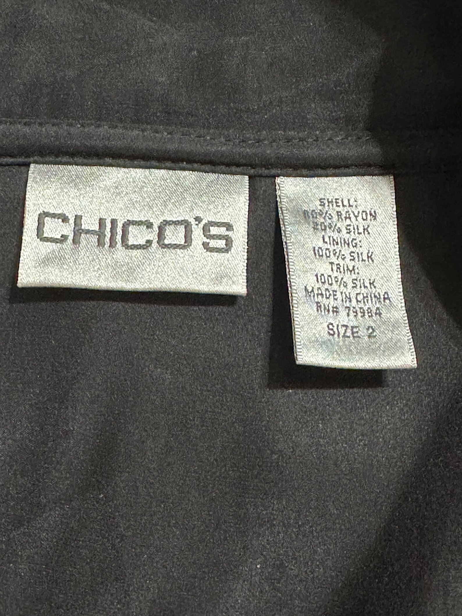 Vintage Chicos Red & Black Open Front Long Sleeve Cardigan Silk Lined ...