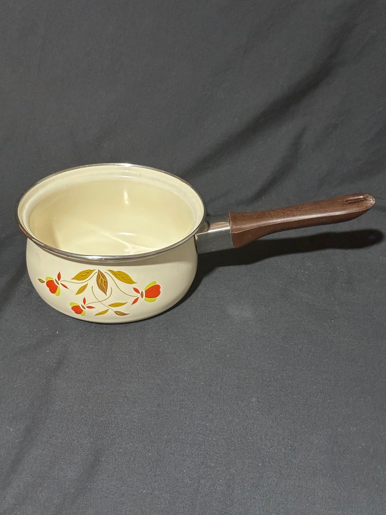 Autumn Leaf 1970s Porcelain Clad Metal Cookware Set: 4 Qt Stock Pot W ...