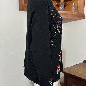 Vintage 90’s KIKIT Embroidered Beaded Sequined Holiday Cardigan Sweater ...