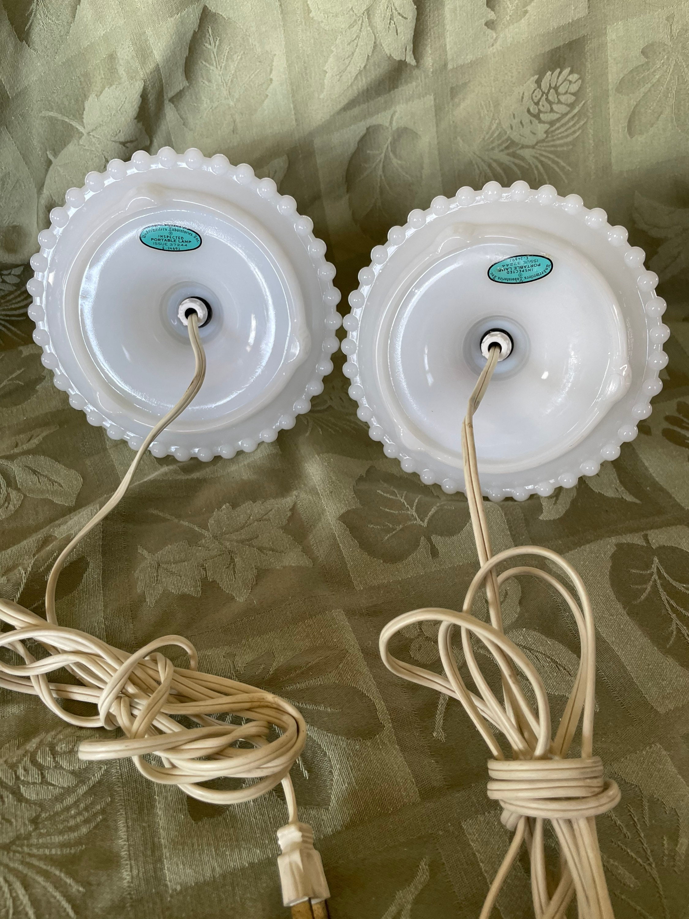 Underwriters Laboratories Portable Table Lamps Milk Glass Floral ...