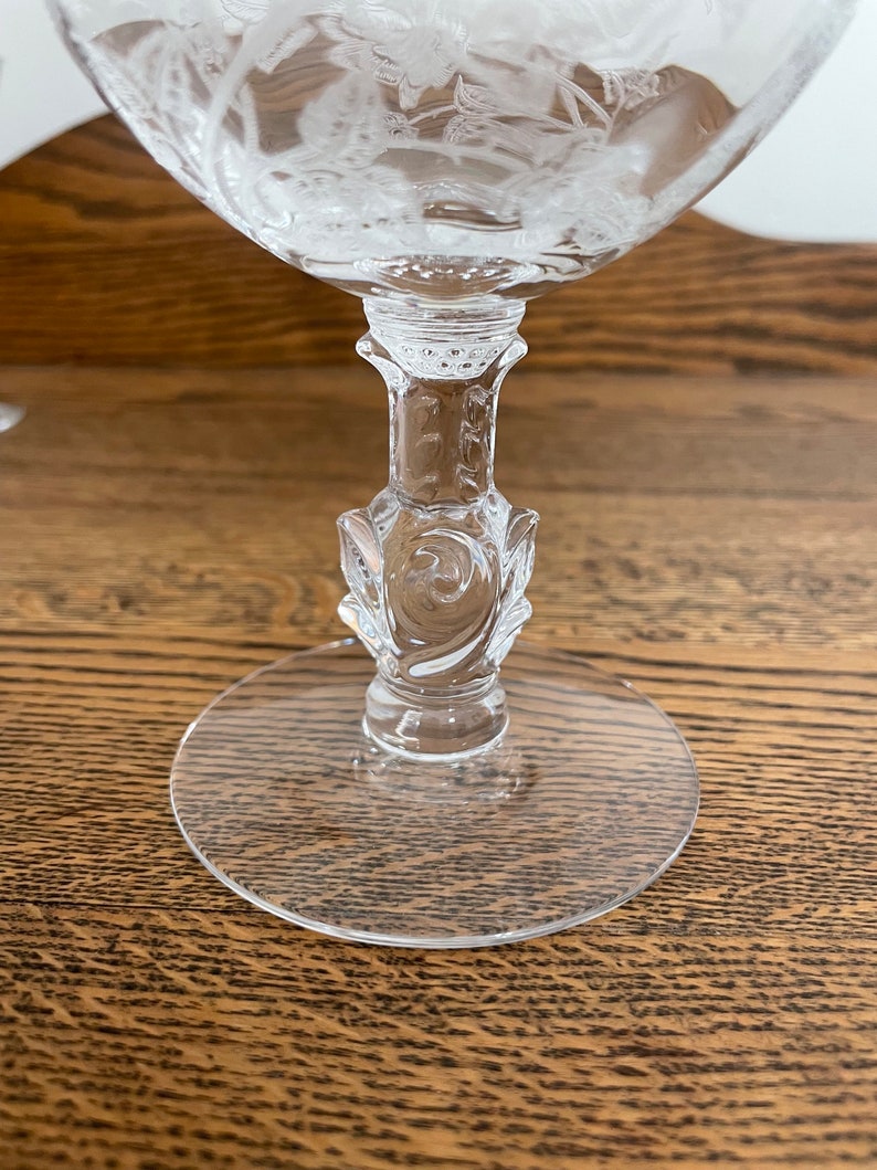 1950s Heisey Rose Pattern 4.5 Etched Crystal Sherbert/champaign Glasses ...