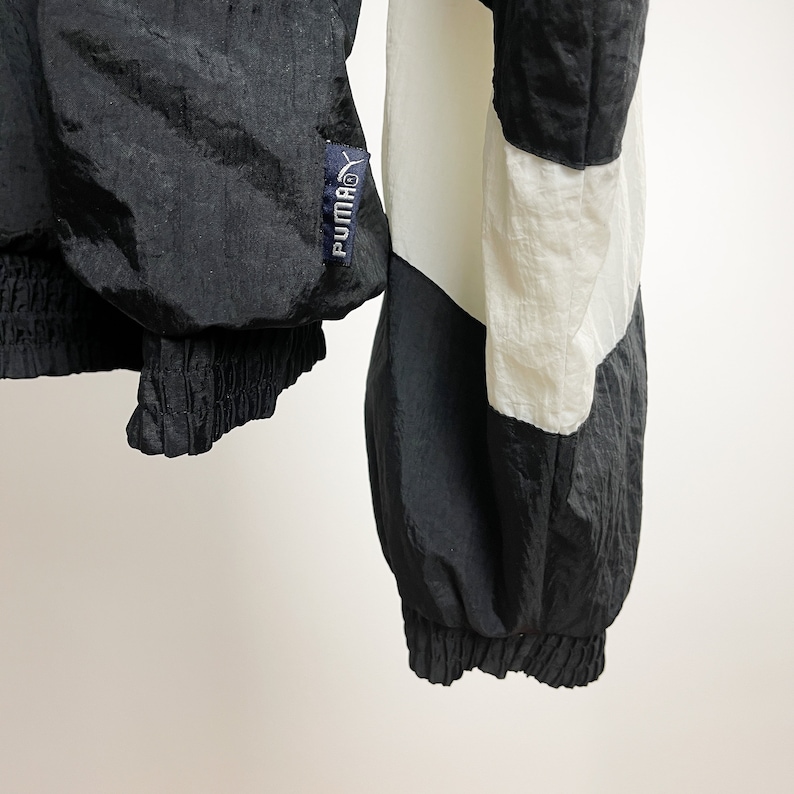 90s Puma Track Jacket XL | Black and White Windbreaker Zip up Vintage ...