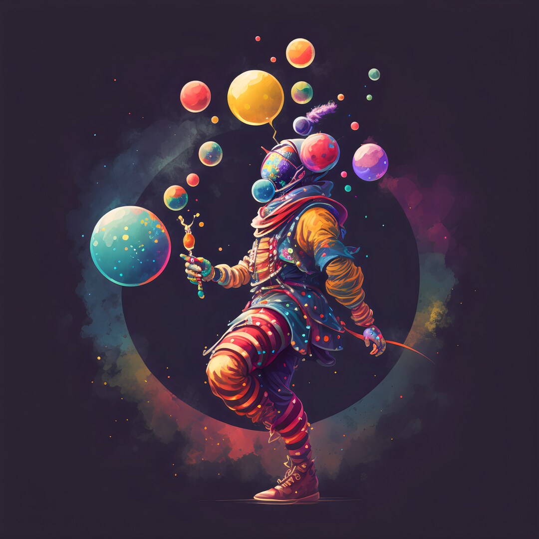 Space Clown, Digital Download, Printable Wall Art, Fun Art Prints ...