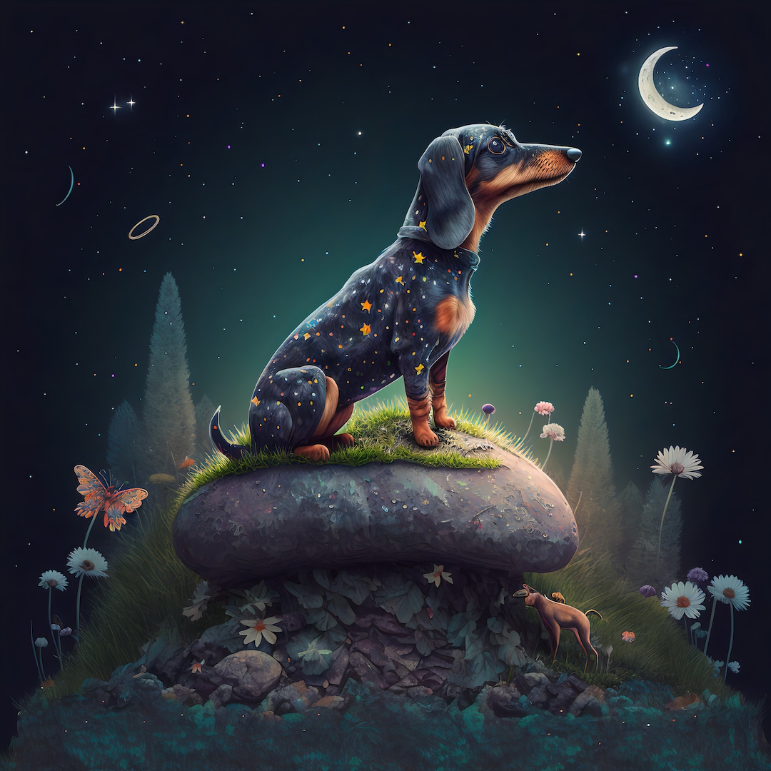 Moonstruck Dachshund, Wiener Dog, Star Wiener, Digital Download ...