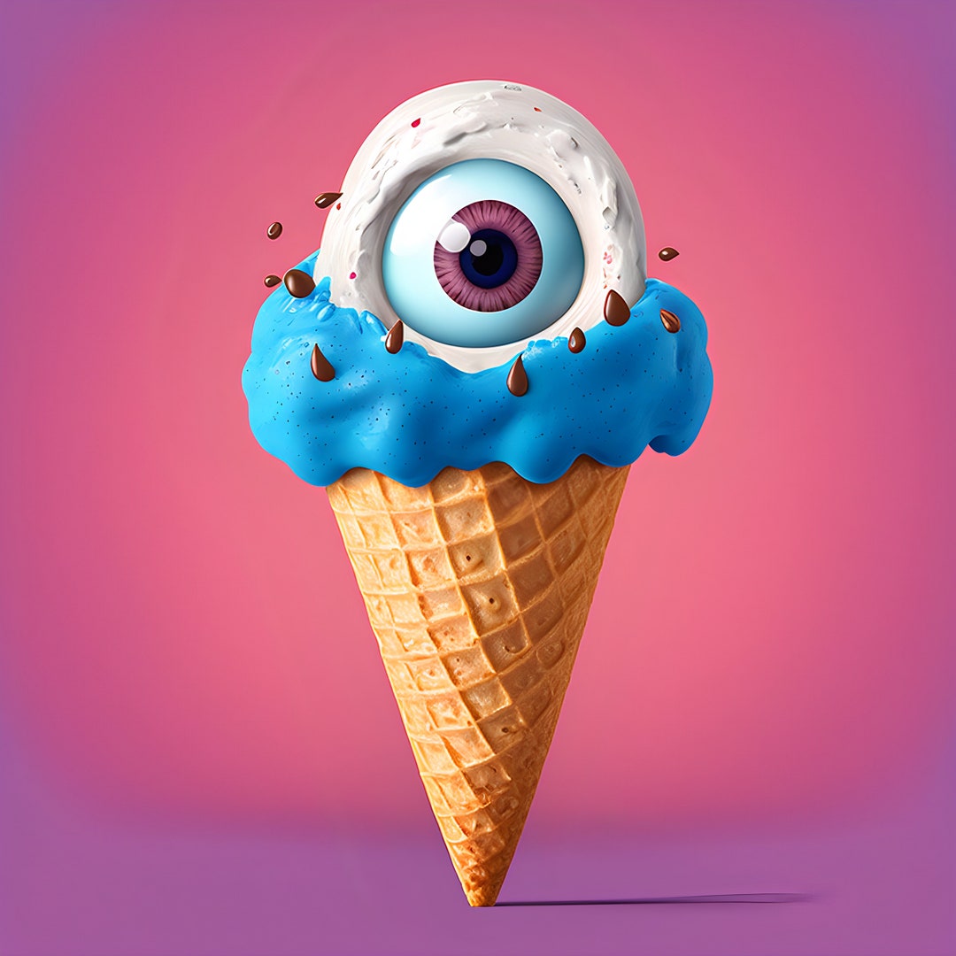 Eye Scream Cone Digital Download Wall Art, Printable Wall Art, Colorful ...