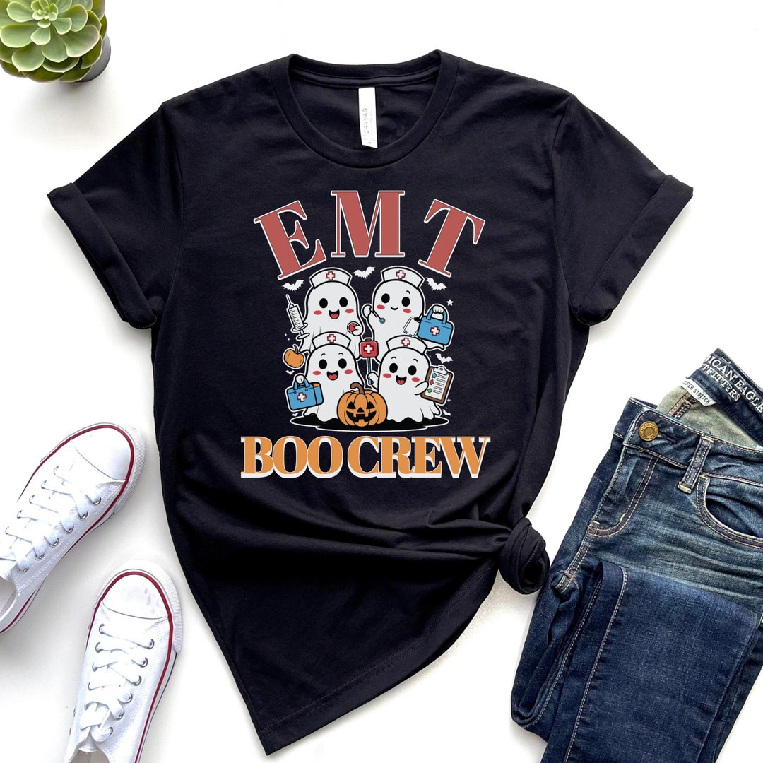 EMT Boo Crew Shirt, Halloween EMT Squad Tee, Spooky EMT Team Shirt, Boo ...