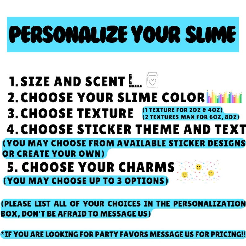 Create a Slime Your Choice of : Texture, Color, Sticker, Scent and Add ...