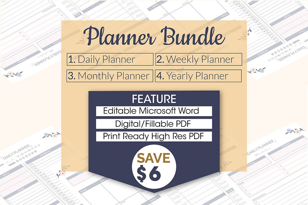 Printable Planner Bundle: Daily, Weekly, Monthly, Yearly (digital PDF) - Etsy