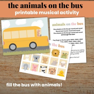 Wheels on the Bus Printable, Animals on the Bus, Circle Time Songs ...