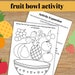 Fruit Bowl Activity, Fruit Craft and Colouring, Preschool Printable ...