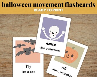 Halloween Movement Cards Flash Cards Montessori Materials - Etsy