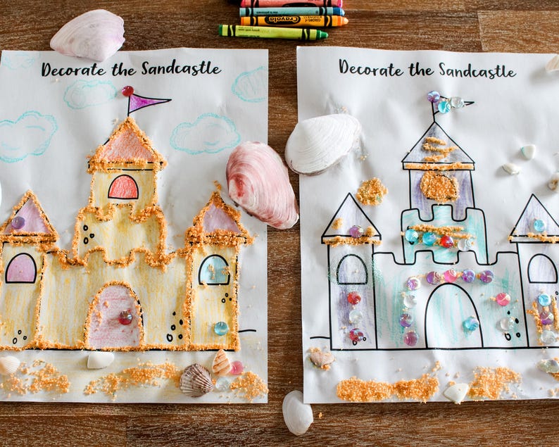 Decorate the Sandcastle Craft Activity, Summer Coloring Craft ...