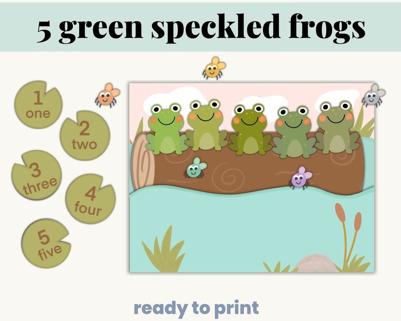 Five Green and Speckled Frogs Song, 5 Little Speckled Frogs Activity ...