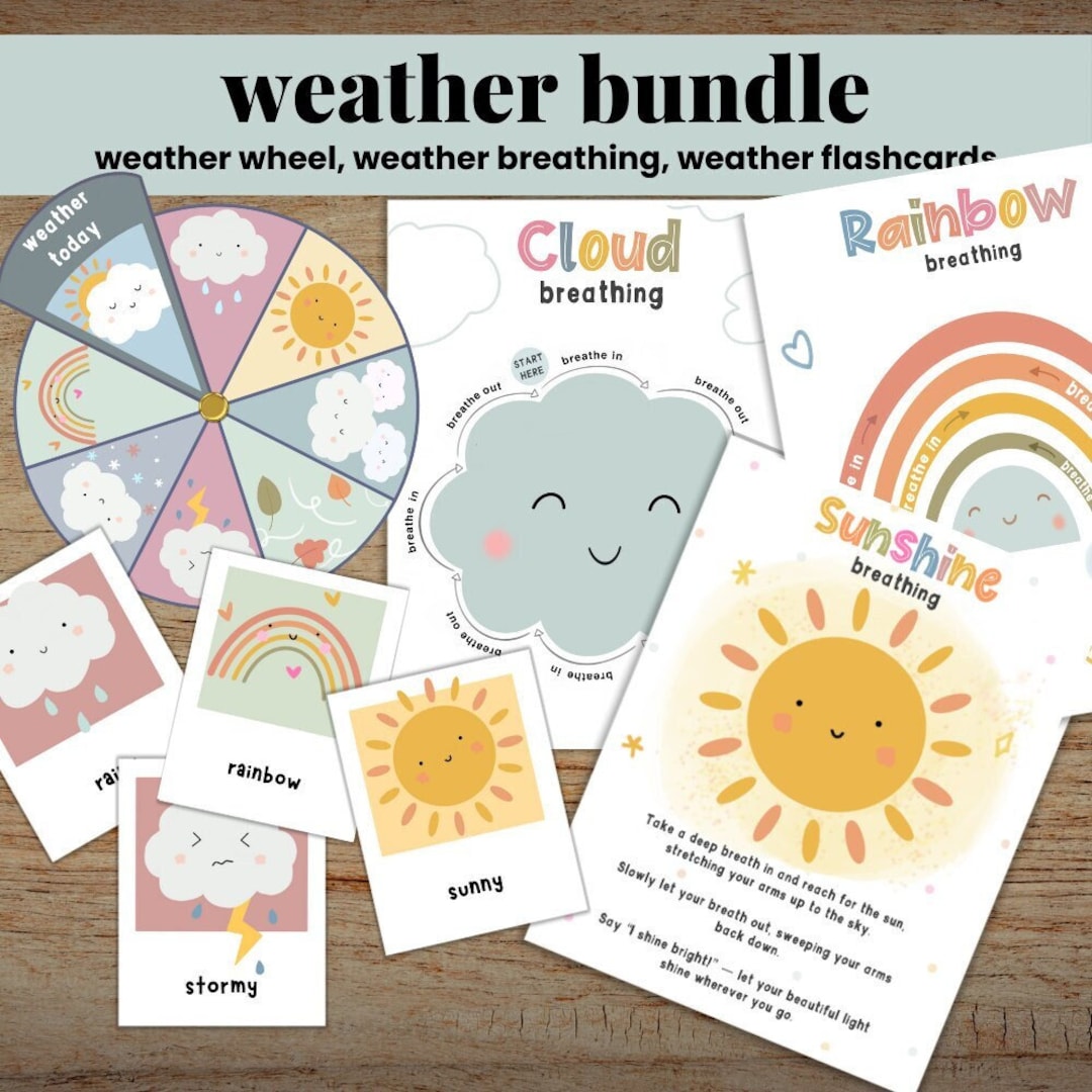 Weather Bundle, Weather Preschool Printables, Rainbow Breathing ...
