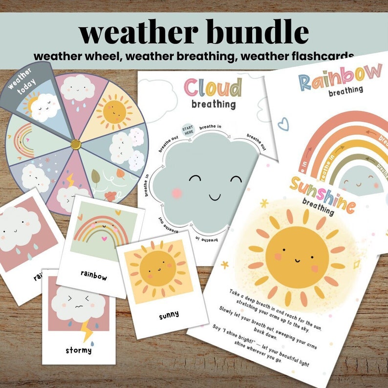 Weather Bundle, Weather Preschool Printables, Rainbow Breathing ...