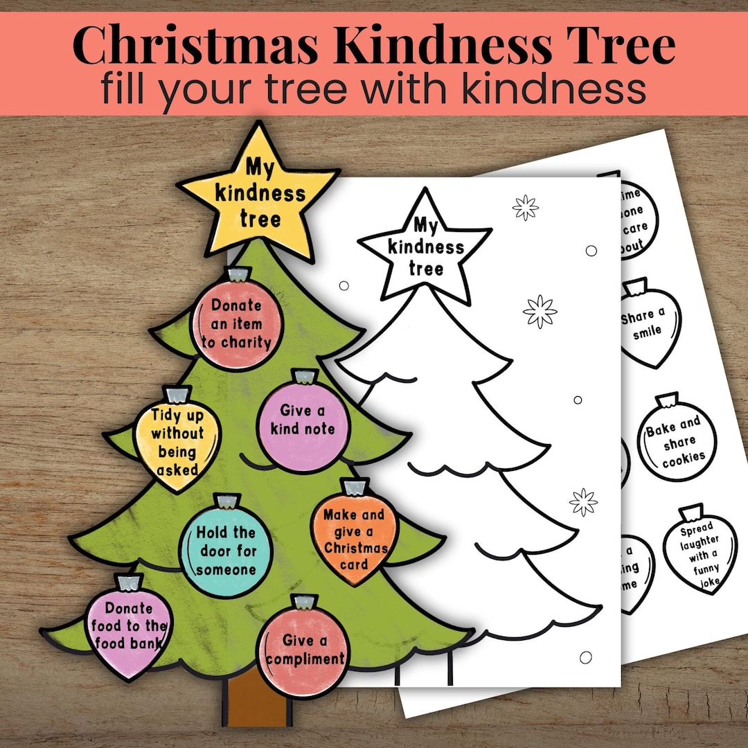 Kindness Christmas Tree Craft, December Acts of Kindness, Holiday ...