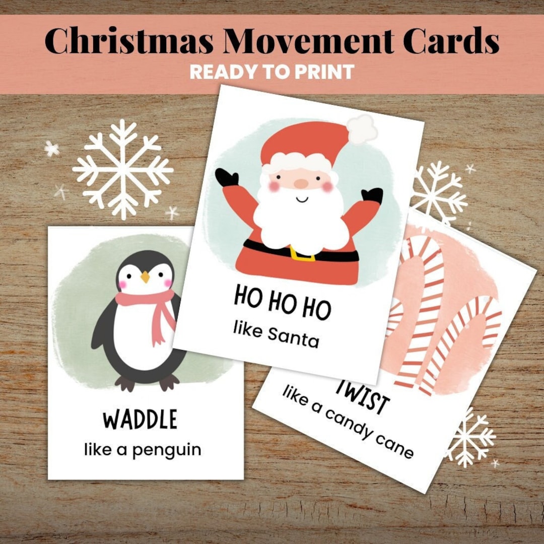 Christmas Movement Cards, Movement Flash Cards, Christmas Activity ...