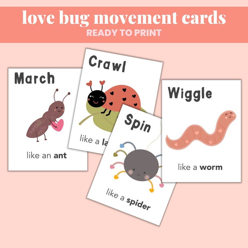 Love Bug Movement Cards, Insect Flashcards, Preschool Bug Activities ...