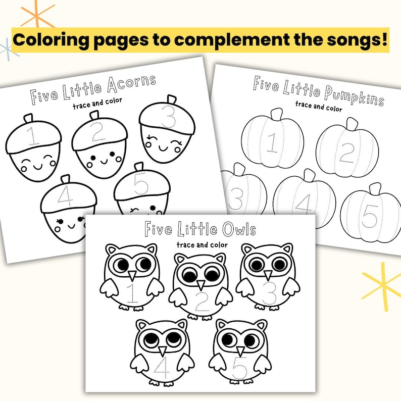 Fall Circle Time Song Pack, 5 Little Pumpkins, 5 Little Acorns, Owl ...