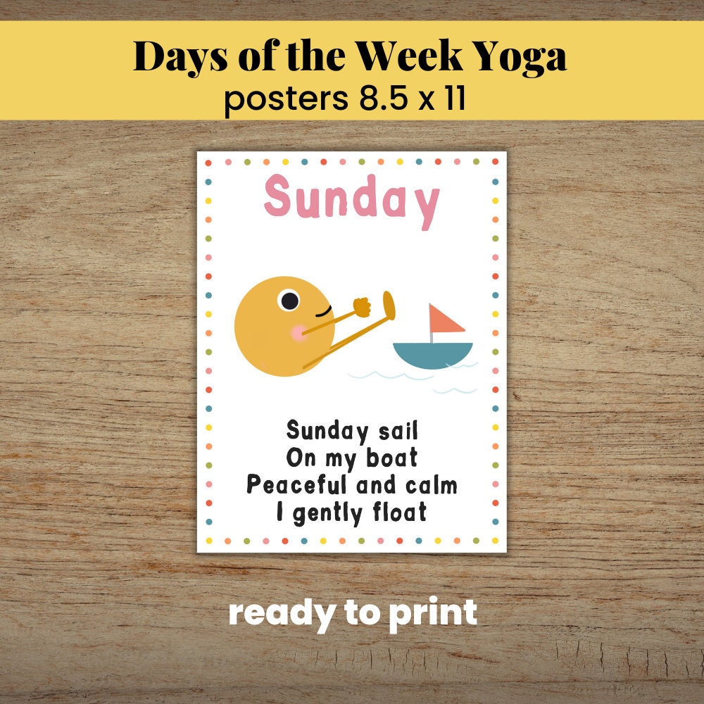 Days of the Week Yoga, Circle Time, Morning Board Printables ...