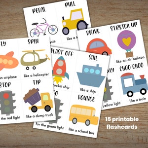 Transportation Movement Flashcards, Preschool Curriculum ...