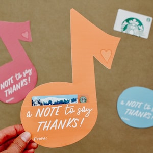 Music Teacher Thank You Card, Music Note Gift Card Holder, Piano ...