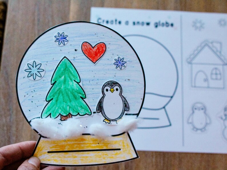 Create a Snow Globe Cut and Paste Craft, Winter Printable Craft for ...