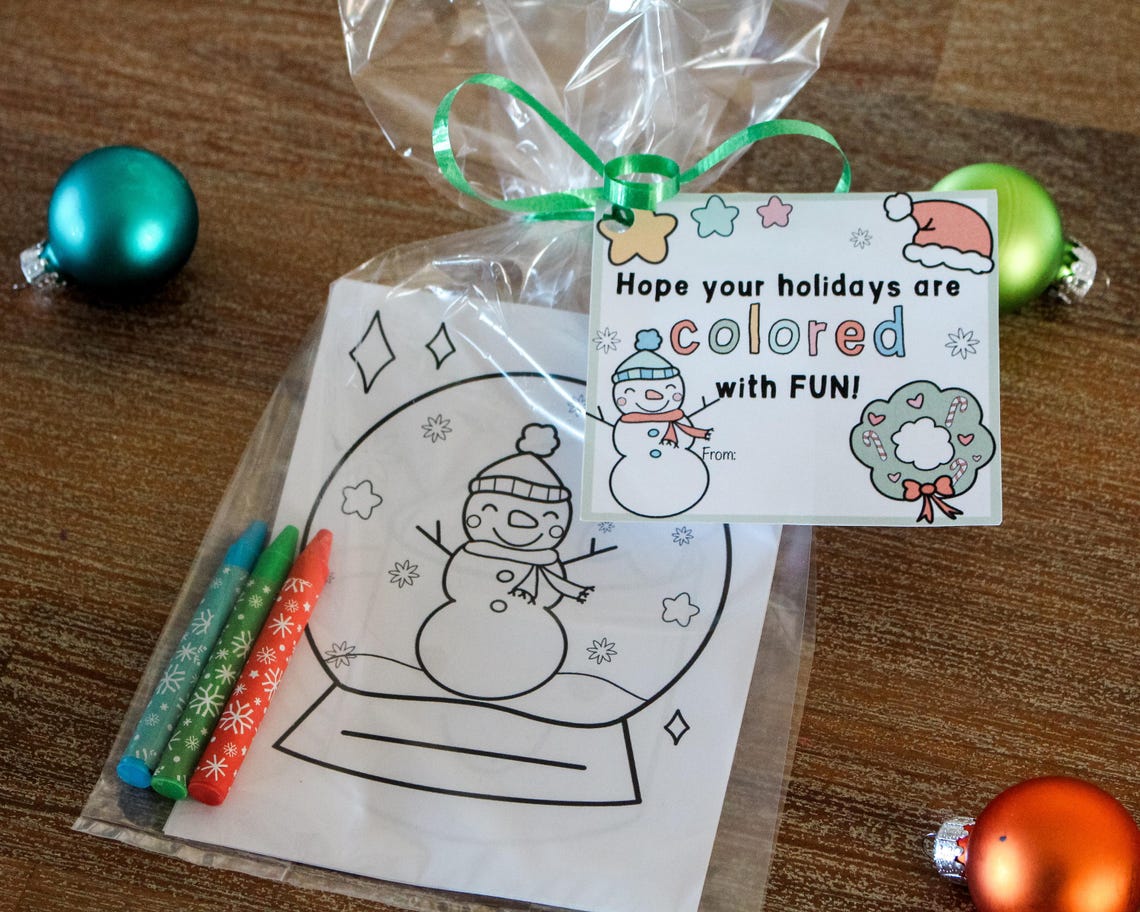 Printable Holiday Gift Tag and Mini Coloring Pages, Christmas Student ...