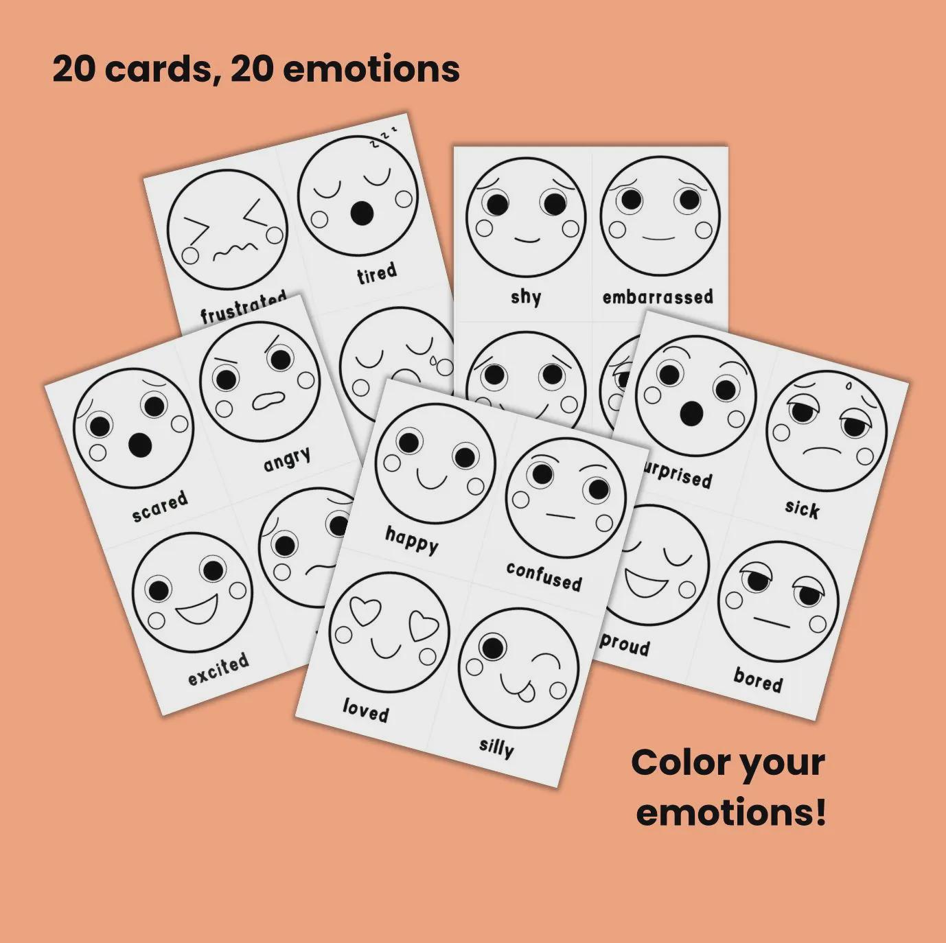Emotion Face Flashcards, Emotion Preschool Printables, Social Emotional ...