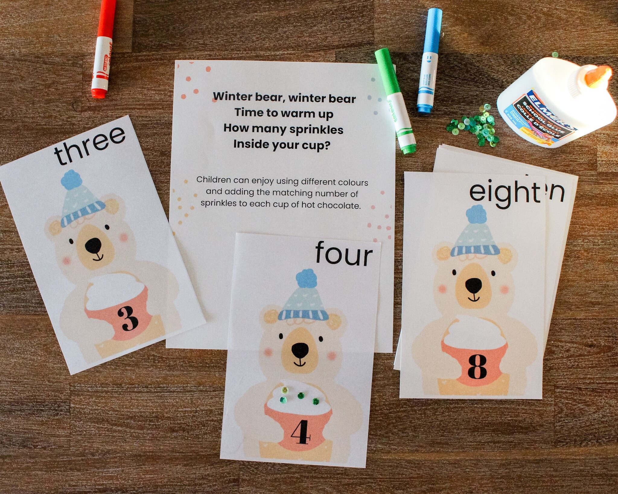 Polar Bear Numbers Activity, Preschool Math, Preschool Winter ...