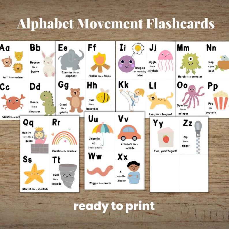 Alphabet Flashcards, ABC Movement Cards, Alphabet Letters of the Week ...