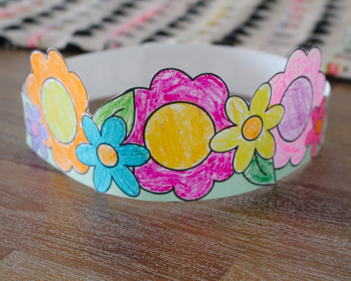 Flower Crown Printable Craft, Spring Craft for Kids, Summer Craft for ...