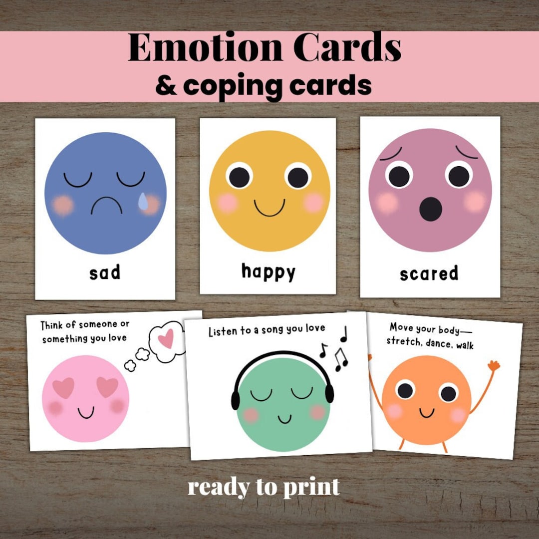 Emotion Flashcards and Coping Cards, Emotional Regulation, Social ...