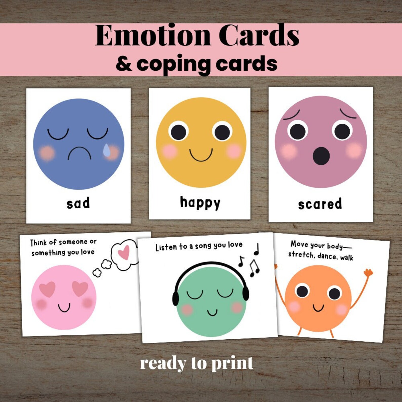 Emotion Flashcards and Coping Cards, Emotional Regulation, Social ...