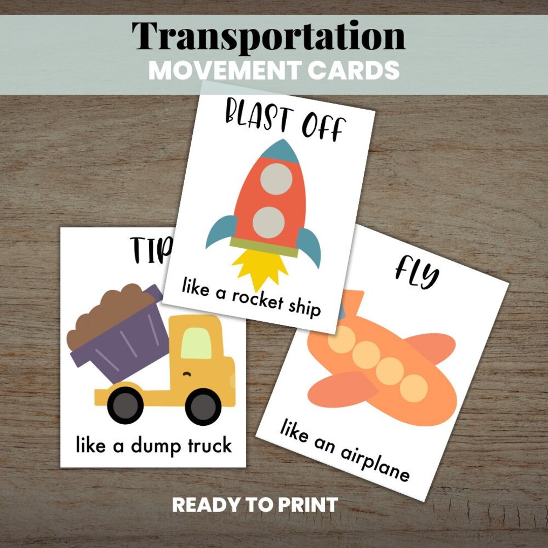 Transportation Movement Flashcards, Preschool Curriculum ...