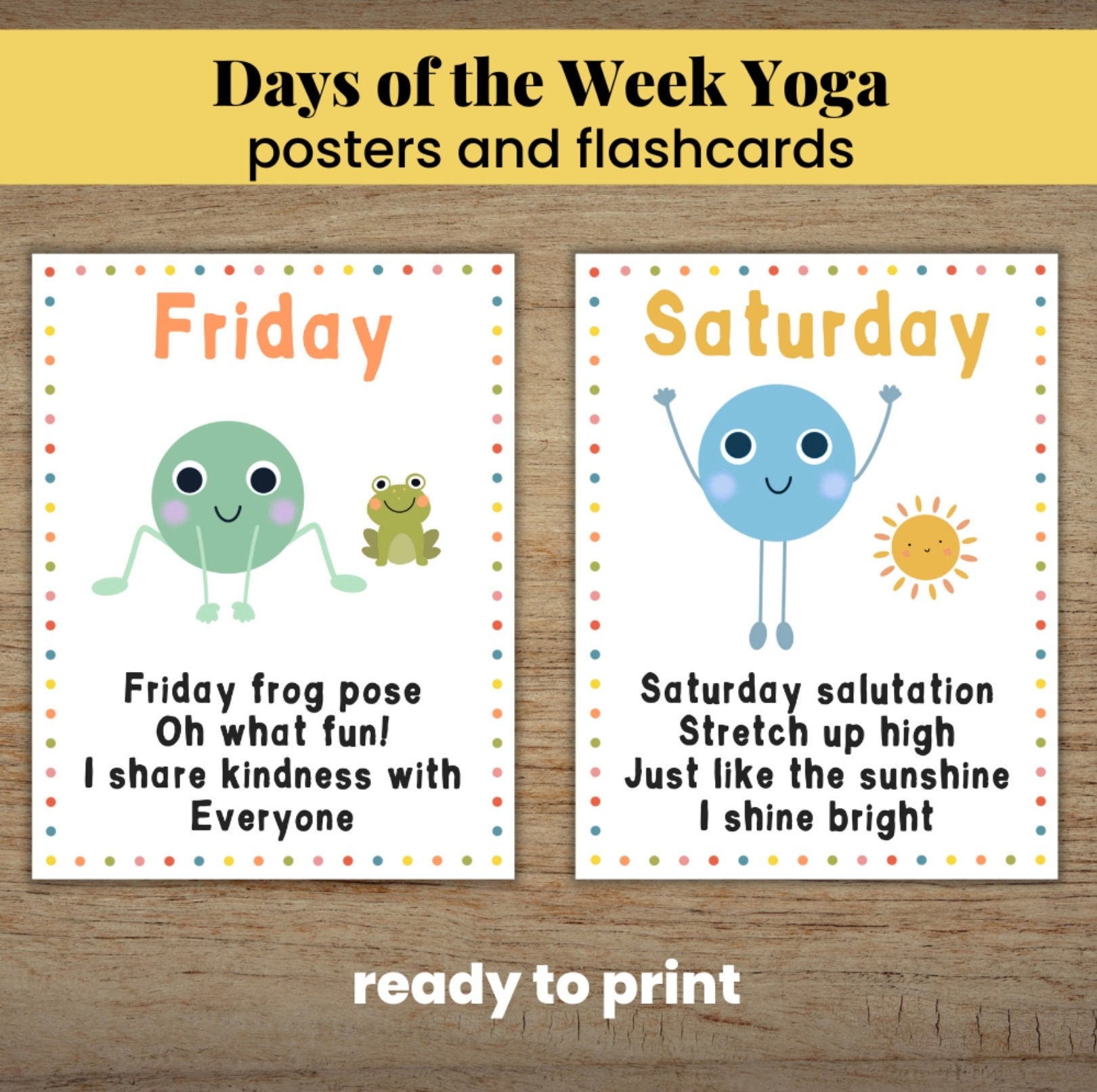 Days of the Week Yoga, Circle Time, Morning Board Printables ...