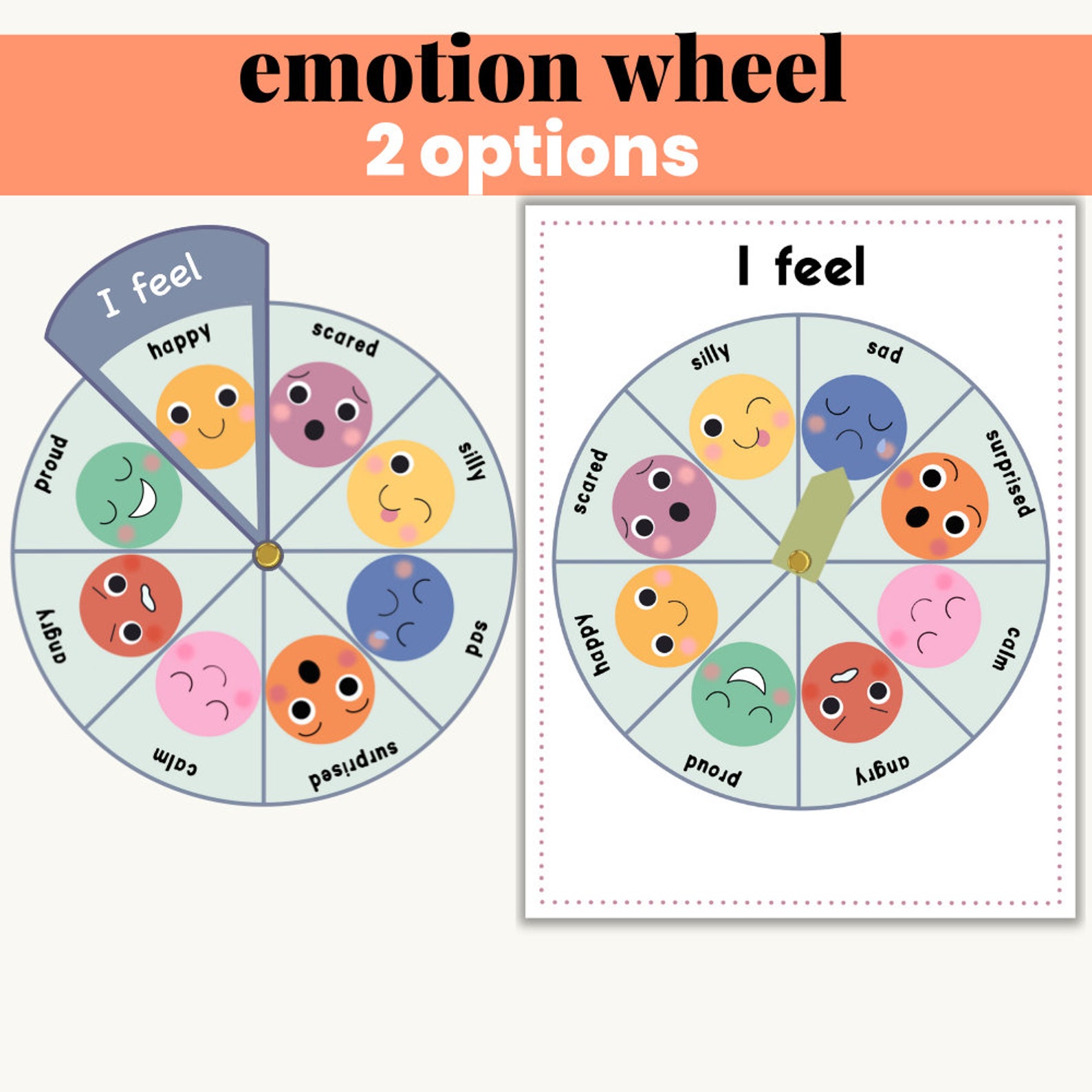 Emotion Wheel and Emotion Scenario Cards, Social Emotional Learning ...