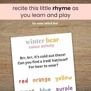 Polar Bear Colour Activity, Colour Learning, Winter Preschool Printable ...