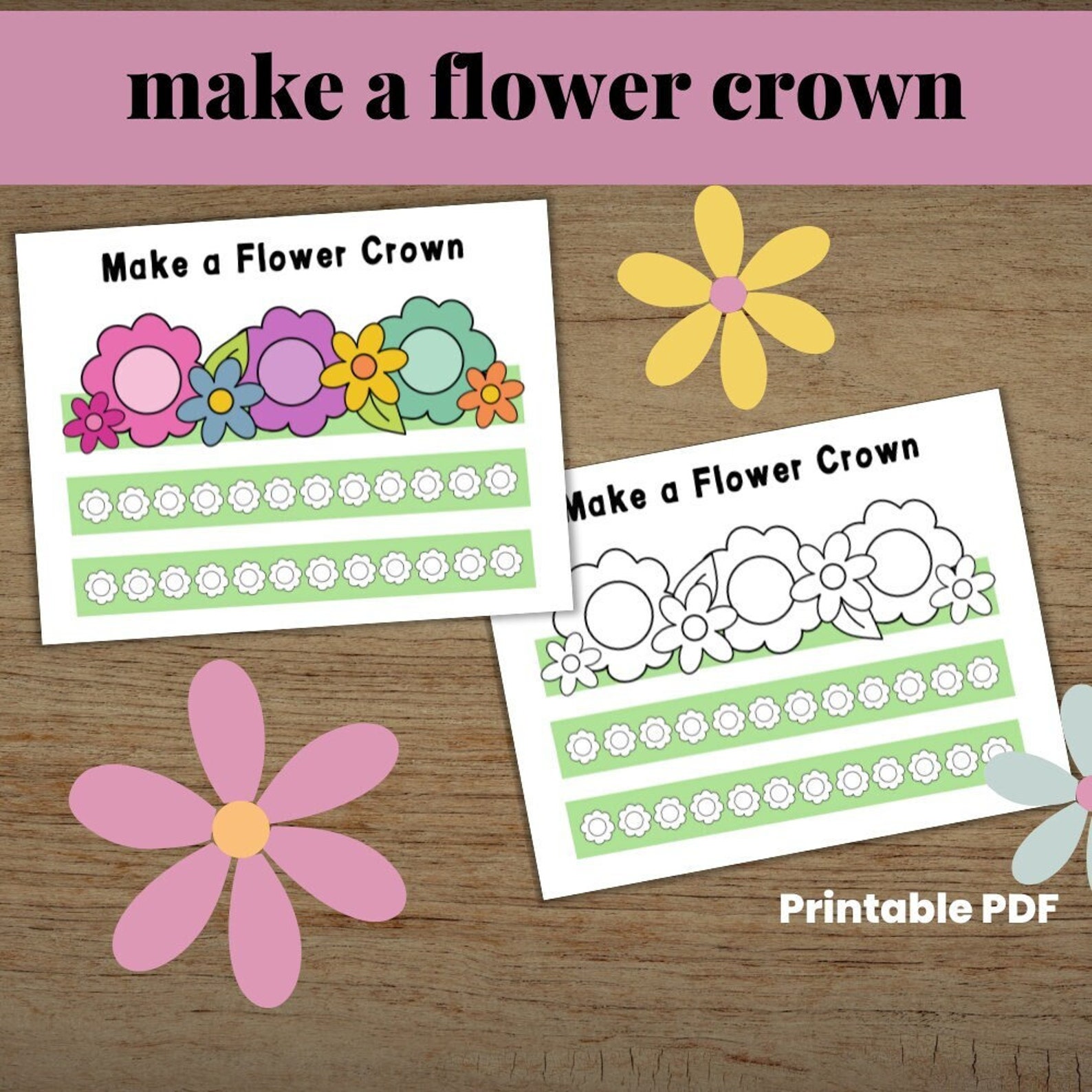 Flower Crown Printable Craft, Spring Craft for Kids, Summer Craft for ...