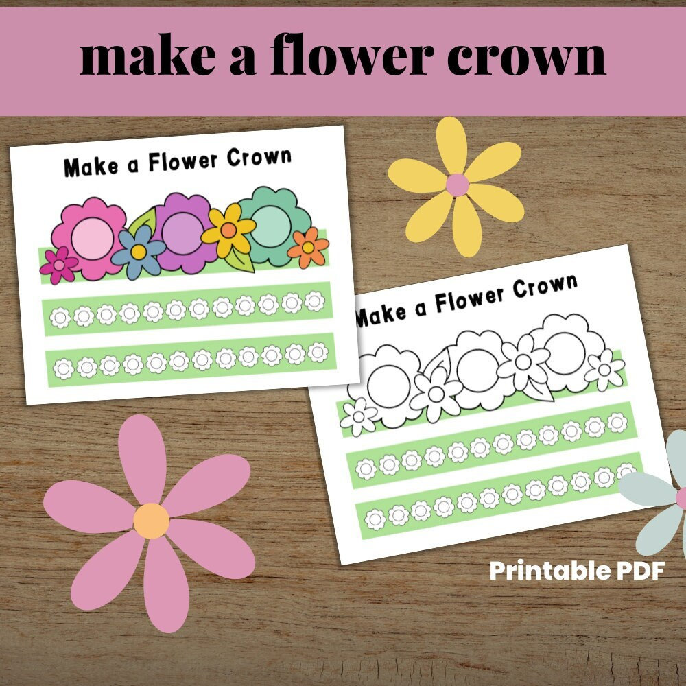 Flower Crown Printable Craft, Spring Craft for Kids, Summer Craft for ...