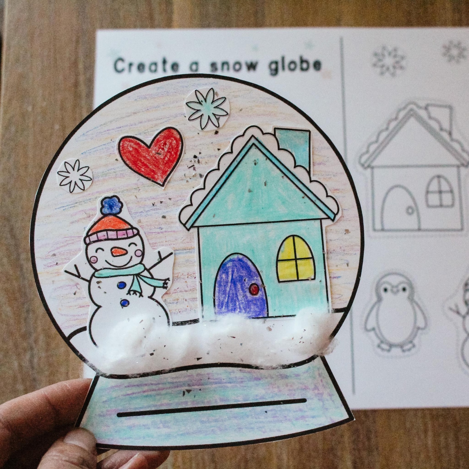 Create a Snow Globe Cut and Paste Craft, Winter Printable Craft for ...