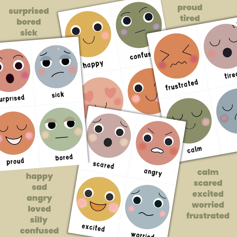 Boho Emotion Flashcards and Coping Cards, Emotional Regulation, Social ...