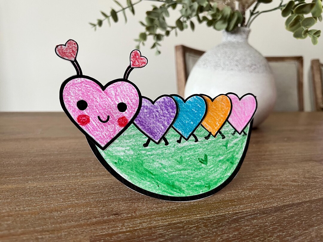 Caterpillar Love Bug Craft, Valentine’s Day Cut and Paste Card ...