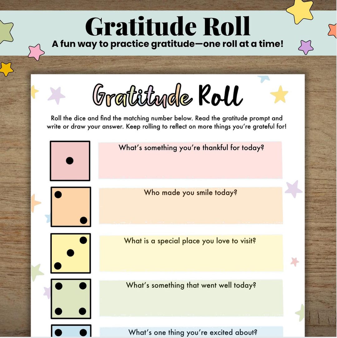 Gratitude Roll Activity Worksheet, Social Emotional Learning ...